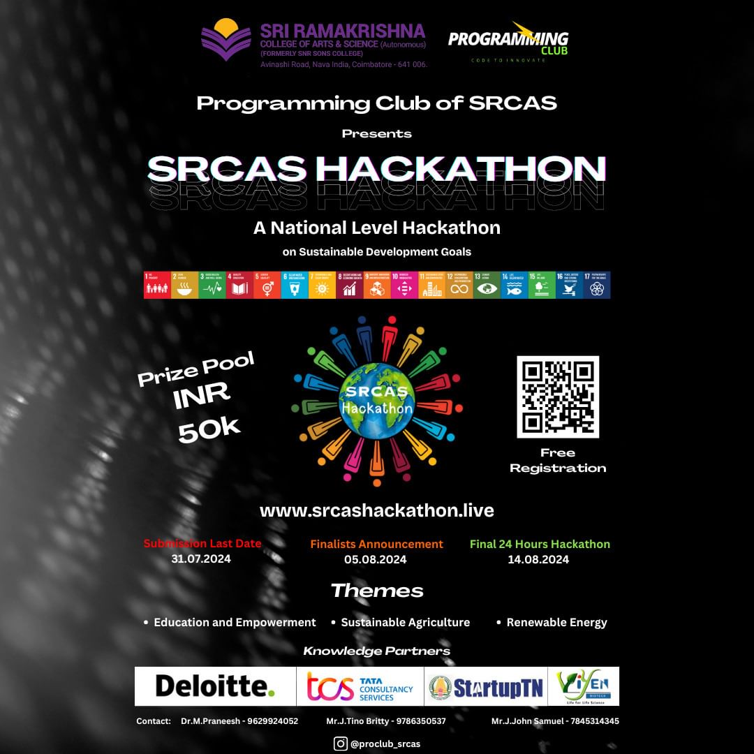 SRCAS Hackathon 2024, Sri Ramakrishna College of Arts and Science ...