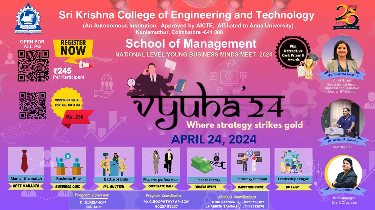 Vyuha'24, Sri Krishna College of Engineering and Technology, Young ...