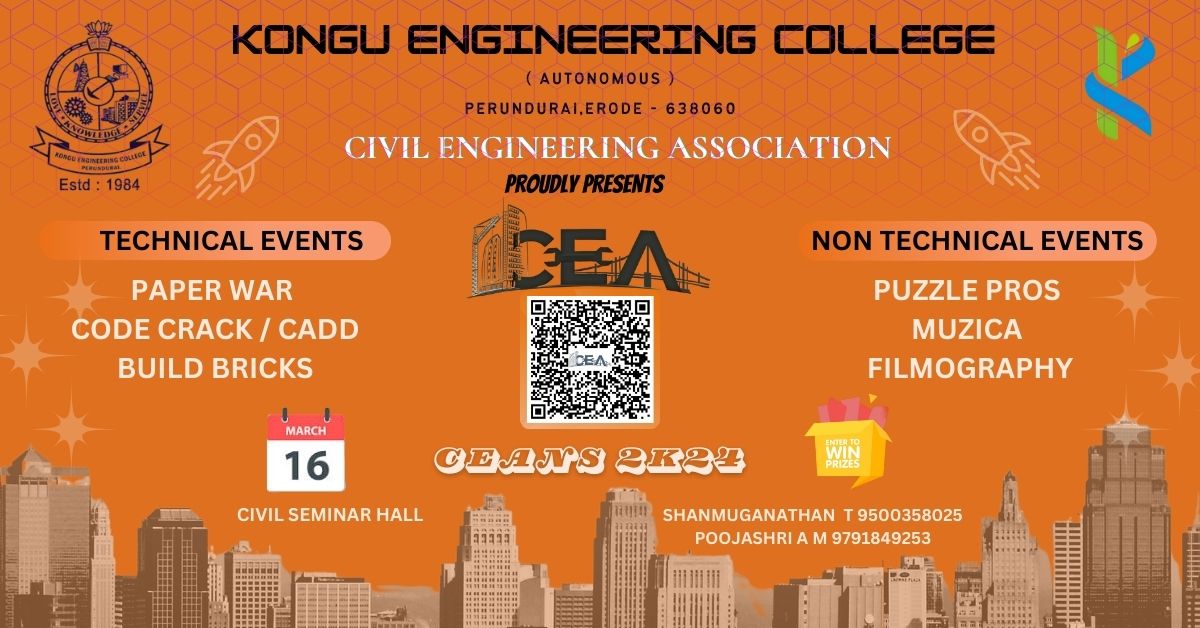 CEANS 2K24, Kongu Engineering College, Technical Symposium, Erode