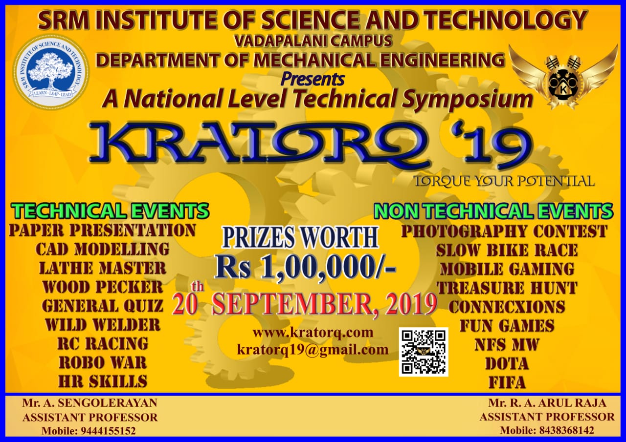 KRATORQ 19, SRM Institute of Science and Technology Vadapalani Campus ...