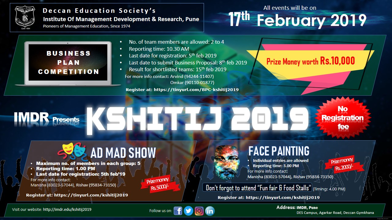 Kshitij 2019, Institute of Management Development and Research ...