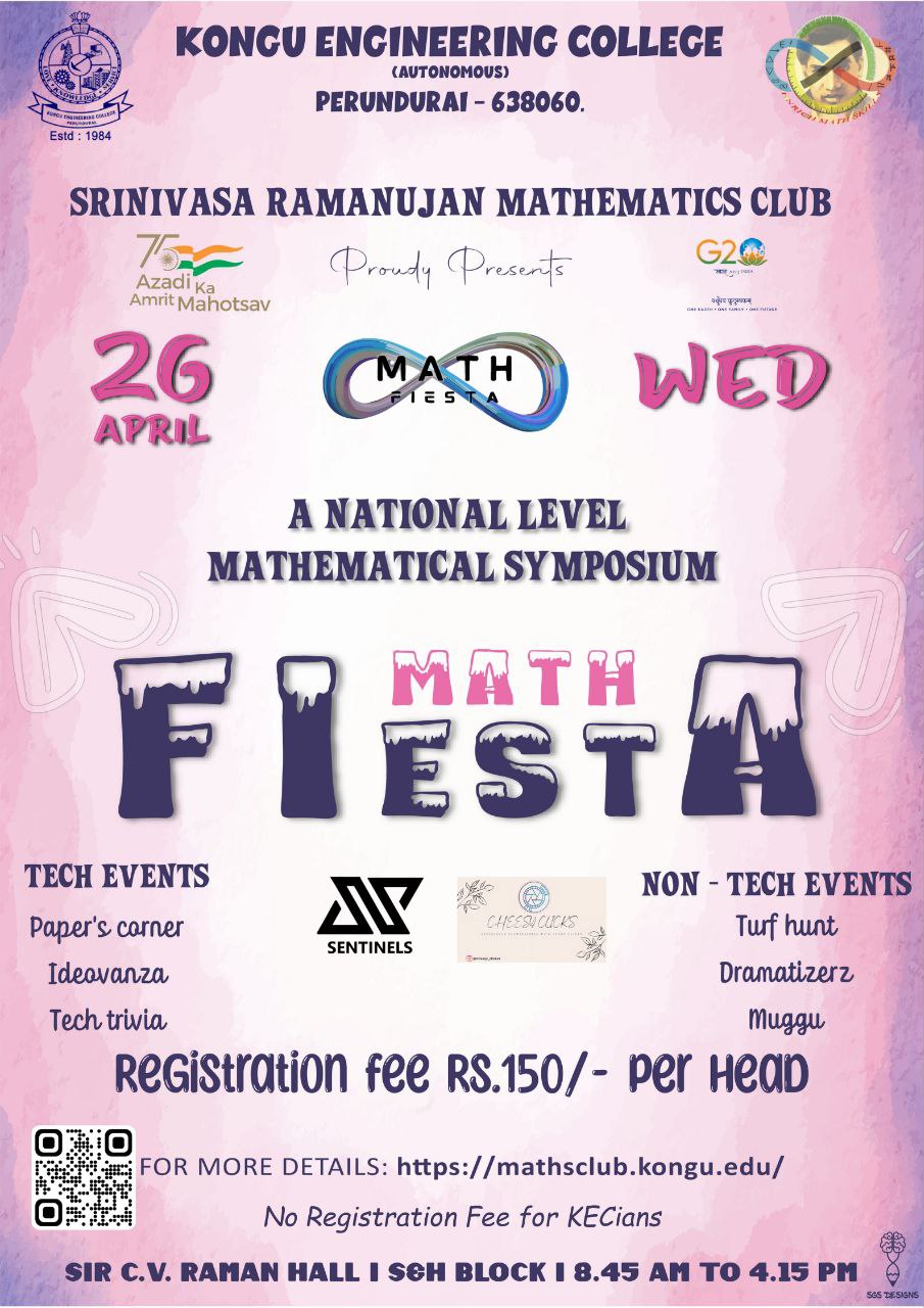 MATH FIESTA 2K23, Kongu Engineering College, National Level Technical ...