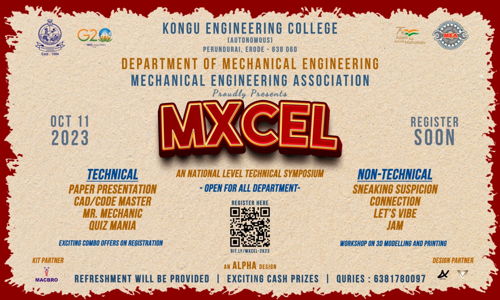 MXCEL 2K23, Kongu Engineering College, Mechanical Engineering Symposium ...