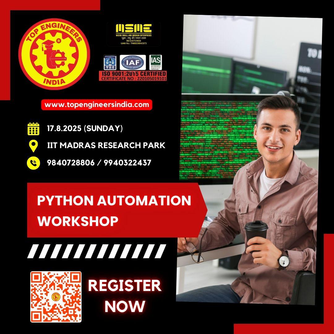Python Automation Workshop 2025, Top Engineers, Workshop, Chennai