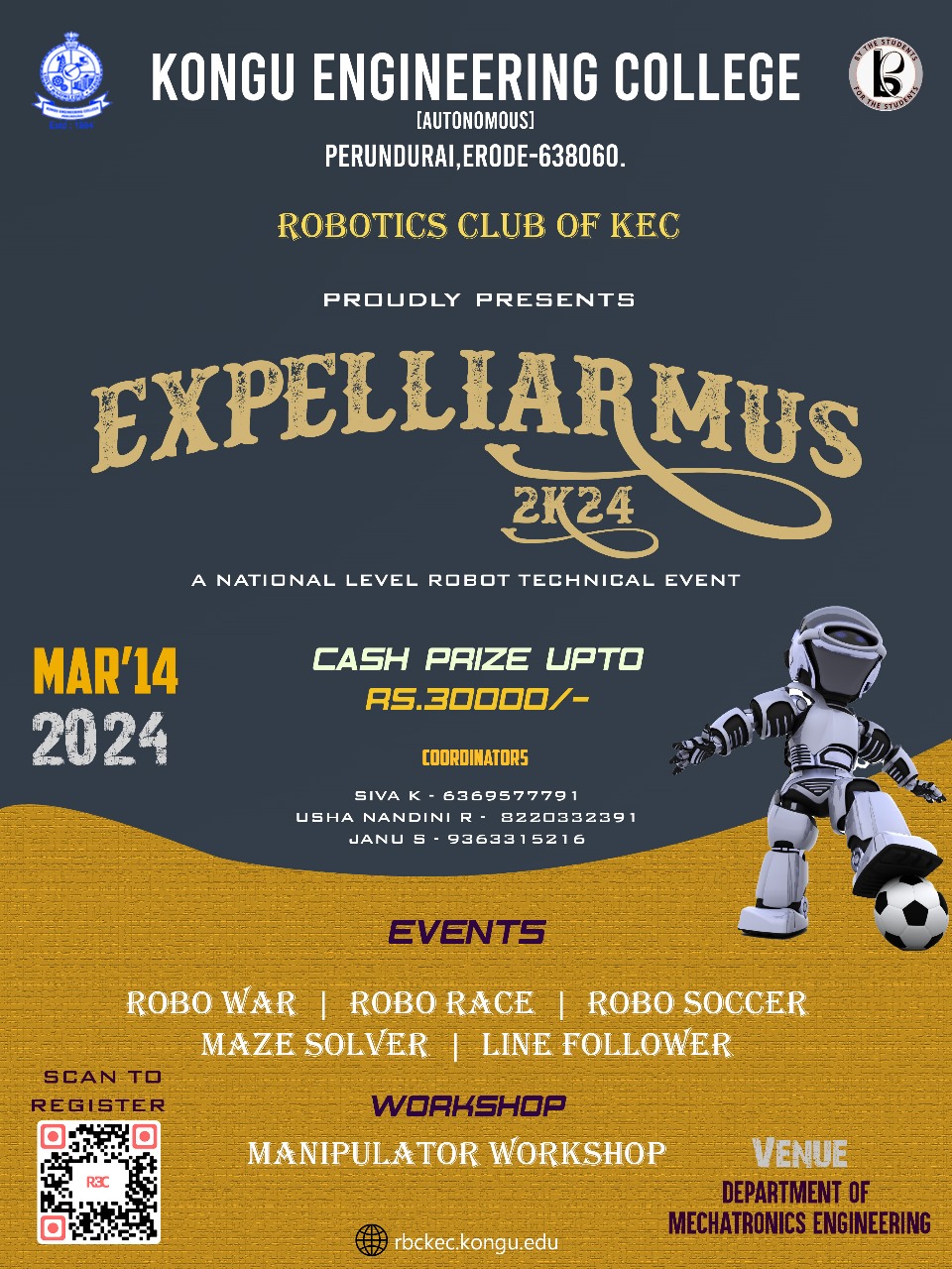 EXPELLIARMUS 2K24, Kongu Engineering College, Inter College Robotics ...
