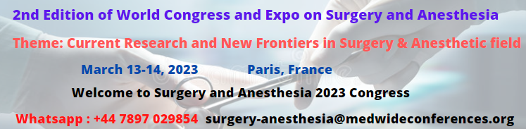 Surgery and Anesthesia 2023, Medwide Group, Conference, Paris