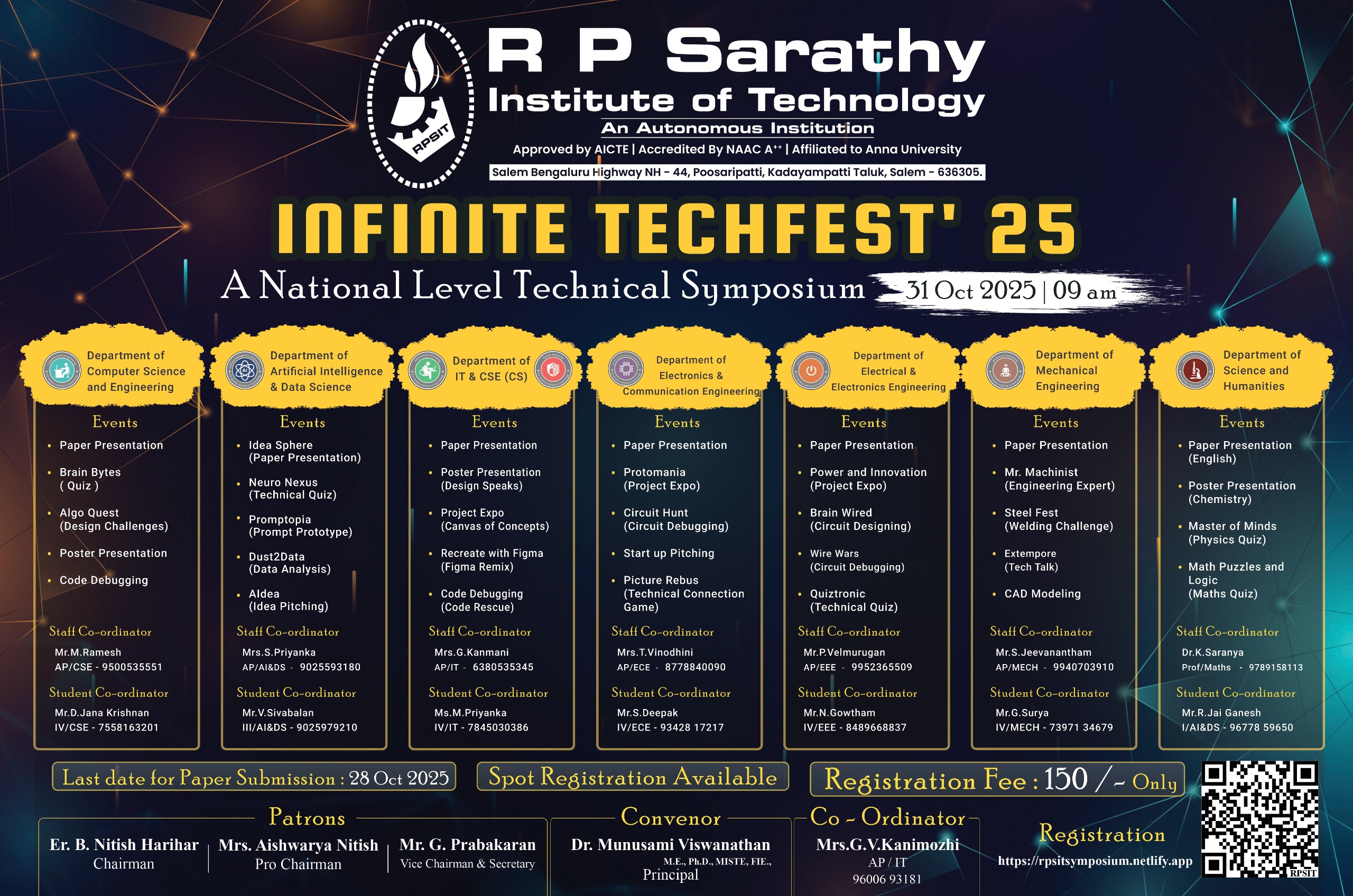 INFINITE TECHFEST' 25, R P Sarathy Institute of Technology, Technical ...