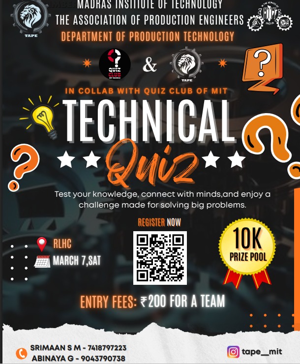 EXPRO ’26 – TECHNICAL QUIZ, Madras Institute of Technology Anna ...